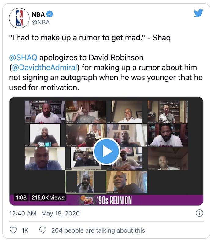 Shaq Apologizes for David Robinson Rumor